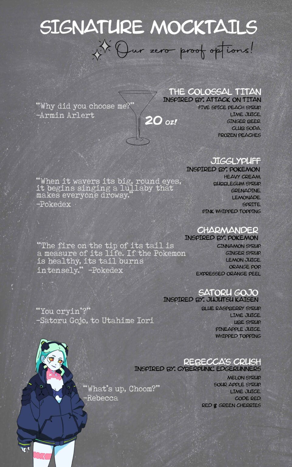 Drink Menu - Anime Bar & Restaurant - Izakaya