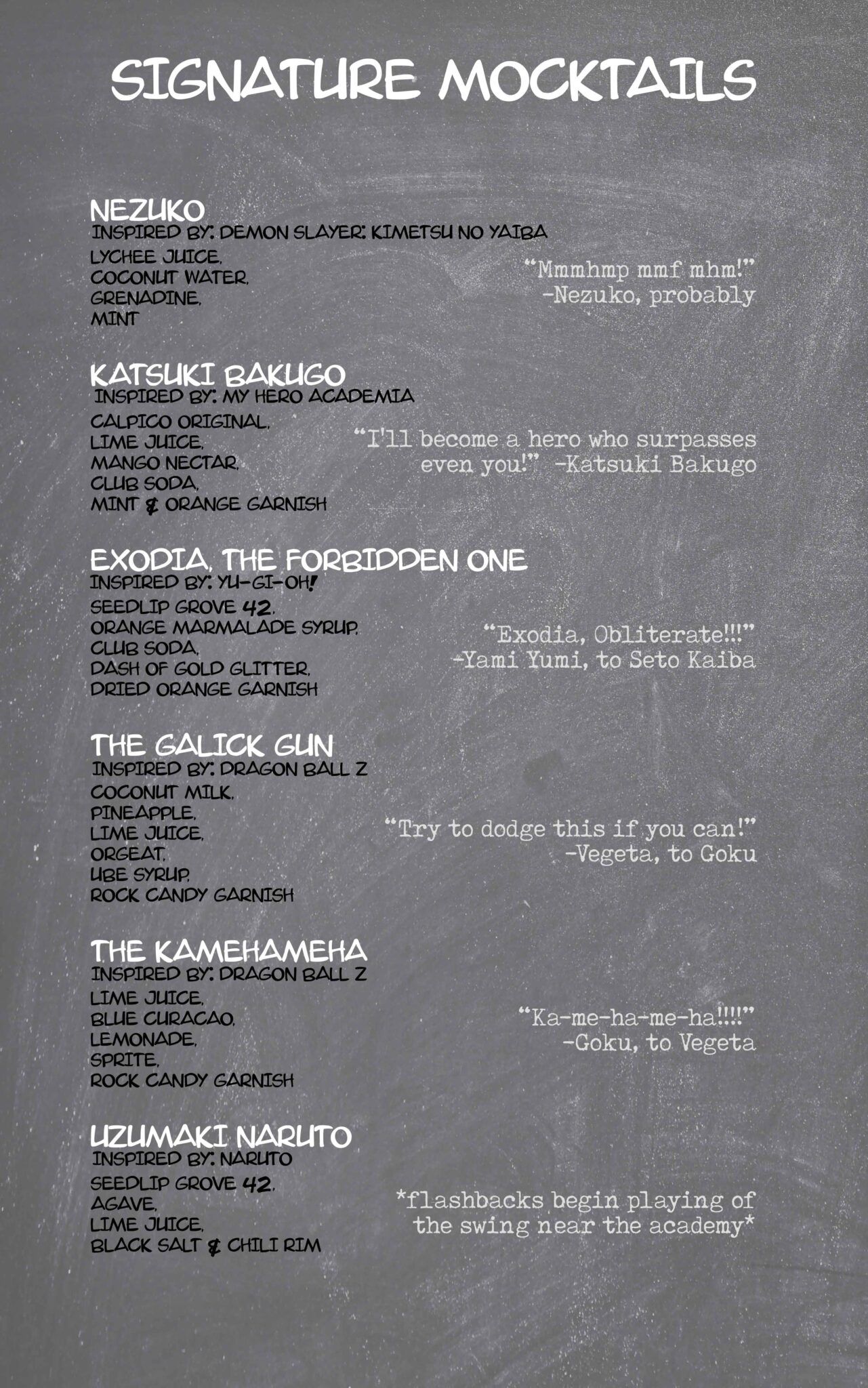 Drink Menu - Anime Bar & Restaurant - Izakaya